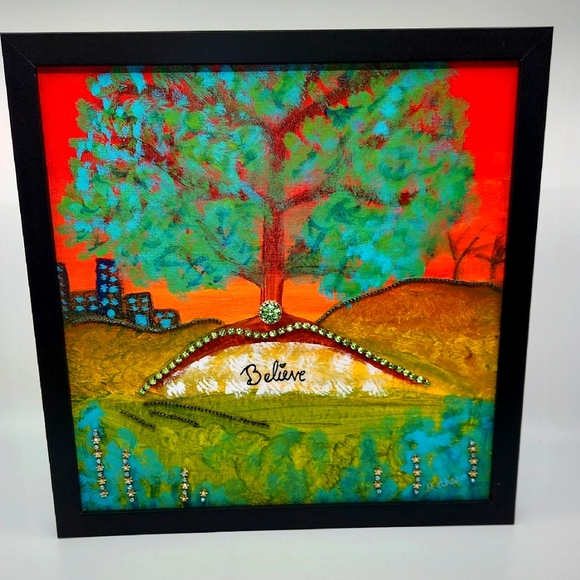 Hand Crafted | Art | Vibrant Believe Tree Art | Poshmark